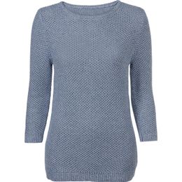 CR&Eacute;ATION L Damen Baumwollpullover aus Melange-Garn jeansblau-wei&szlig;-meliert Gr&ouml;&szlig;e 38
