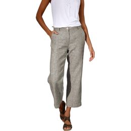 CREATION L PREMIUM Damen Leinenhose im Culotte-Stil khaki-wei&szlig;-meliert Gr&ouml;&szlig;e 20