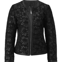 Mainpol Damen Lederblazer mit applizierten Bl&uuml;ten schwarz Gr&ouml;&szlig;e 38