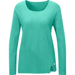 CREATION L PREMIUM Damen Langarm-Pullover mit seitlichem Schlitz blaugr&uuml;n Gr&ouml;&szlig;e 36