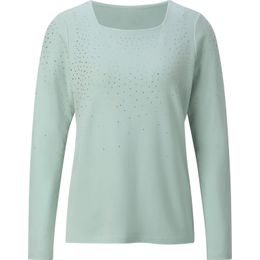 CR&Eacute;ATION L Damen Langarmshirt mit Glitzersteinchen kalkmint Gr&ouml;&szlig;e 38