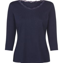 CR&Eacute;ATION L Damen 3/4-Arm-Shirt mit elastischer Spitze marine Gr&ouml;&szlig;e 38