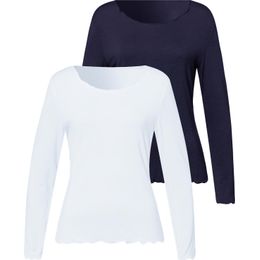 Heine Damen Shirt-Set in Viskose-Qualit&auml;t marine-ecru Gr&ouml;&szlig;e 40