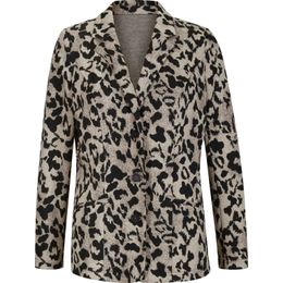 Heine Damen Jacquardblazer mit Animal-Dessin sand-schwarz-bedruckt Gr&ouml;&szlig;e 46