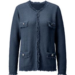 CR&Eacute;ATION L Damen Cardigan im Baumwoll-Viskose-Mix dunkelblau Gr&ouml;&szlig;e 36