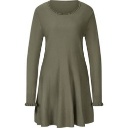 Heine Damen Longpullover in leicht ausgestellter Form khaki Gr&ouml;&szlig;e 36
