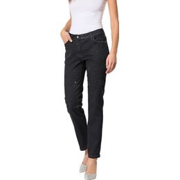 CR&Eacute;ATION L Damen 5-Pocket-Jeans mit Glitzersteinchen dark blue Gr&ouml;&szlig;e 20