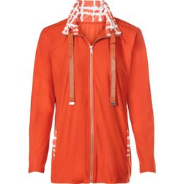CR&Eacute;ATION L Damen Shirtjacke mit Glitzersteinchen orange-ecru-gemustert Gr&ouml;&szlig;e 38