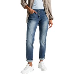 CR&Eacute;ATION L Damen Jeans mit sichtbarem Knopfverschluss blue-stone-washed Gr&ouml;&szlig;e 38