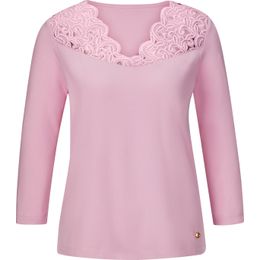 CREATION L PREMIUM Damen V-Shirt mit Spitze, Modal-Mix ros&eacute; Gr&ouml;&szlig;e 38