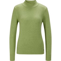 CREATION L PREMIUM Damen Stehkragenpullover mit Ripp-Strick kiwi-meliert Gr&ouml;&szlig;e 48