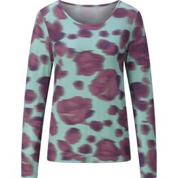 CR&Eacute;ATION L Damen Langarmshirt mit Bl&uuml;tendruck mint-violett-bedruckt Gr&ouml;&szlig;e 36