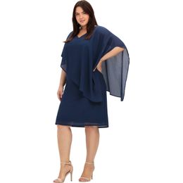 sheego Damen Cocktailkleid aus Chiffon marine Gr&ouml;&szlig;e 56