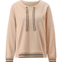 CR&Eacute;ATION L Damen Sweatshirt mit Netz-Einsatz beige Gr&ouml;&szlig;e 36