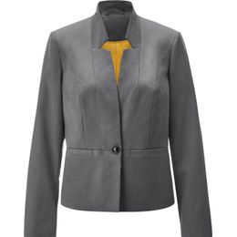 CR&Eacute;ATION L Damen Blazer mit Kn&ouml;pfen in Horn-Optik anthrazit Gr&ouml;&szlig;e 40