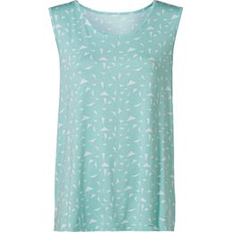 CR&Eacute;ATION L Damen Shirttop mit Rundhals-Ausschnitt mint-wei&szlig;-bedruckt Gr&ouml;&szlig;e 40