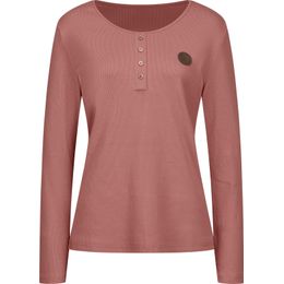 CR&Eacute;ATION L Damen Langarmshirt mit Zierknopfleiste rosenholz Gr&ouml;&szlig;e 36