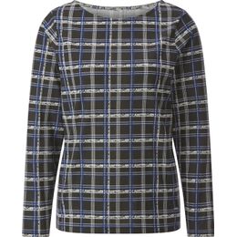CR&Eacute;ATION L Damen Print-Shirt mit Karomuster schwarz-royalblau-bedruckt Gr&ouml;&szlig;e 36