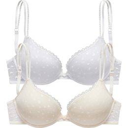 Petite Fleur Damen Push-up-BH wei&szlig; + puder Gr&ouml;&szlig;e 90AA