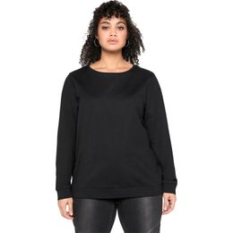 sheego Damen Sweatshirt mit seitlichen Zippern schwarz Gr&ouml;&szlig;e 56/58