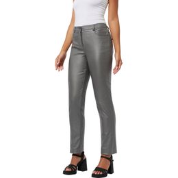 CR&Eacute;ATION L Damen 5-Pocket-Hose in Leder-Optik anthrazit Gr&ouml;&szlig;e 38