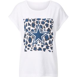 CR&Eacute;ATION L Damen Shirt mit Animal- und Stern-Motiv jeansblau-wei&szlig; Gr&ouml;&szlig;e 36