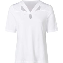 Heine Damen Kurzarmshirt mit Cut-outs am Ausschnitt wei&szlig; Gr&ouml;&szlig;e 46