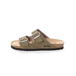 Bayton Pantolette 'Athena' Damen Gr&ouml;&szlig;e 40 beige / khaki / schwarz / silber
