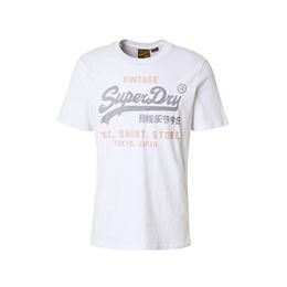 Superdry T-Shirt 'Heritage' Herren Gr&ouml;&szlig;e M dunkelgrau / pfirsich / wei&szlig;