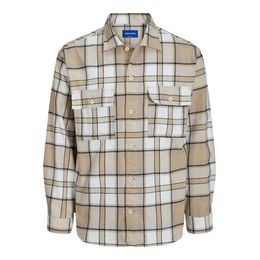 Jack & Jones JACK & JONES Hemd 'FRI' Herren Gr&ouml;&szlig;e S hellbeige / dunkelbeige / schwarz / wei&szlig;