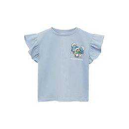 Mango Kids T-Shirt 'SMULOVE' M&auml;dchen Gr&ouml;&szlig;e 104 hellblau / gelb / schwarz / wei&szlig;