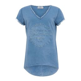 Zwillingsherz T-Shirt 'Positive Mind' Damen Gr&ouml;&szlig;e S/M blue denim
