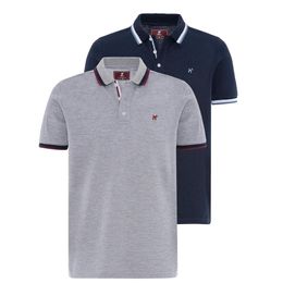 Williot Poloshirt Herren Gr&ouml;&szlig;e L dunkelblau / graumeliert / rot / wei&szlig;