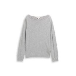 Tom Tailor Damen Strickpullover mit U-Boot-Ausschnitt, grau, Meliert, Gr. M