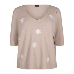ZIZZI Pullover 'MSunny' Damen Gr&ouml;&szlig;e 11XL/12XL taupe / wei&szlig;