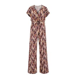 WE Fashion Jumpsuit Damen Gr&ouml;&szlig;e XXXL hellbeige / kastanienbraun / pueblo / brokat