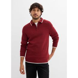 bonprix Polo Pullover mit recycelter Baumwolle, rot, mit Baumwolle