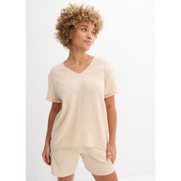 bonprix Shirt-Tunika aus softem Musselin, beige, 100% Baumwolle,Musselin