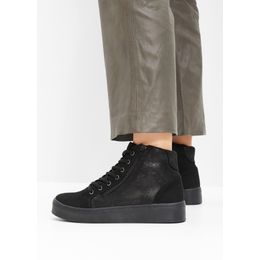 bonprix High-Top-Sneaker mit floralem Muster, schwarz, Vegan