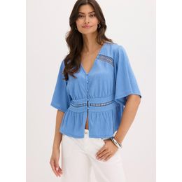 bonprix Tunika-Shirt mit Spitze, blau