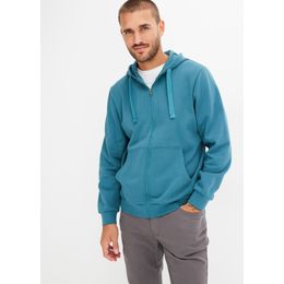 bonprix Kapuzen-Sweatjacke, petrol, mit Baumwolle