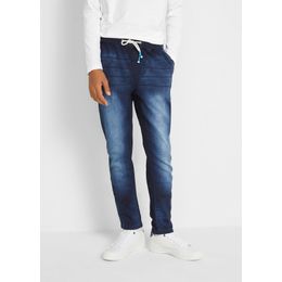 bonprix Regular Fit Schlupf-Sweat-Jeans Straight, blau, mit Baumwolle