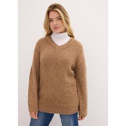 bonprix Grobstrick-Pullover mit V-Ausschnitt, braun