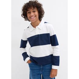 bonprix Polo-Sweatshirt aus reiner Bio-Baumwolle, blau, 100% Baumwolle