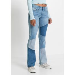 bonprix Flared-Jeans Mid Waist, blau, mit Baumwolle
