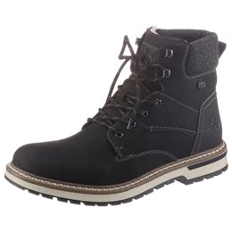 Schn&uuml;rstiefel Rieker, Herren, Gr. 41, schwarz (schwarz, grau), Lederimitat, Schuhe Schn&uuml;rstiefel, mit Rieker-TEX Ausstattung