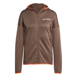 adidas terrex Funktionsfleecejacke 'Xperior' Damen Gr&ouml;&szlig;e M/L schoko / orange / wei&szlig;