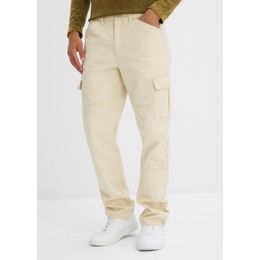 bonprix Relaxed Fit Cargo-Hose aus Baumwoll-Canvas Straight, beige, 100% Baumwolle