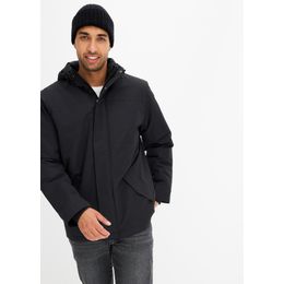 bonprix Winterjacke mit Kapuze, schwarz