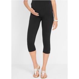 bonprix Umstands-Leggings in Capri-L&auml;nge (2er Pack), schwarz, mit Baumwolle